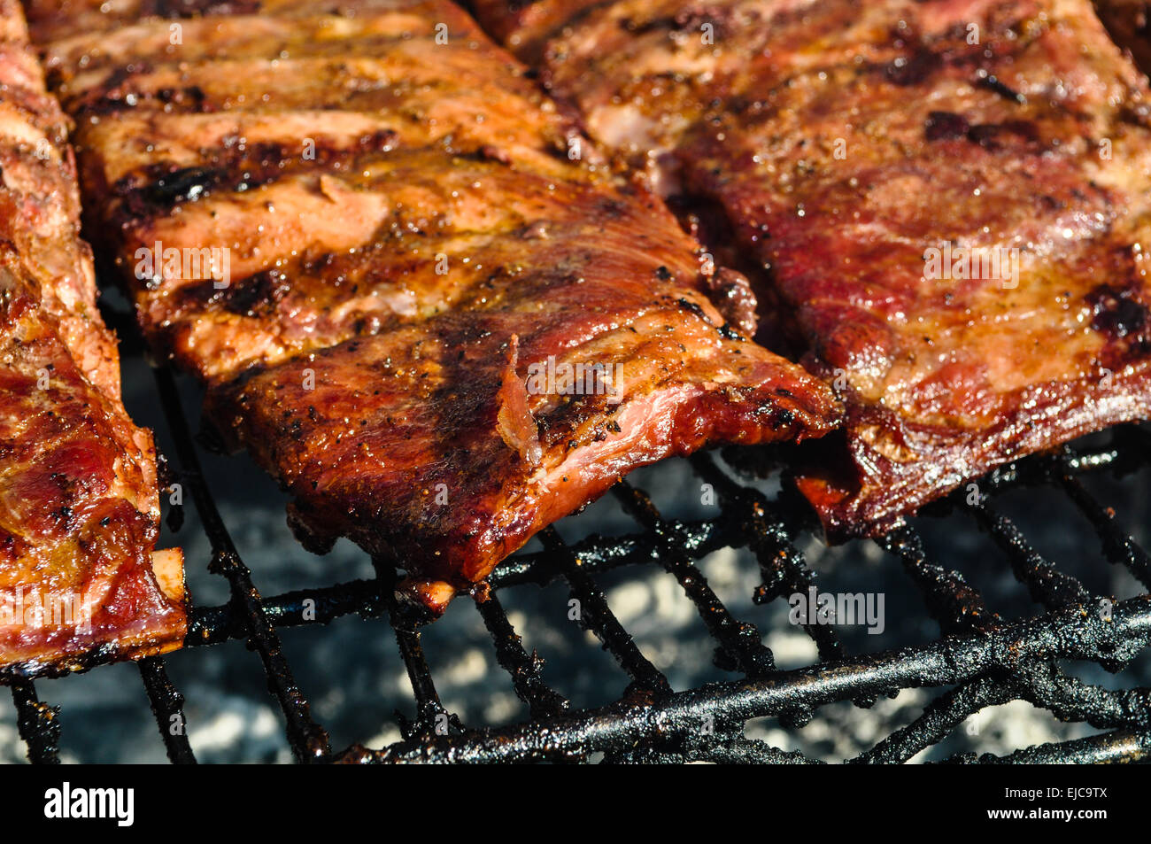 BBQ Ribs on the Grill Stock Photo - Alamy
