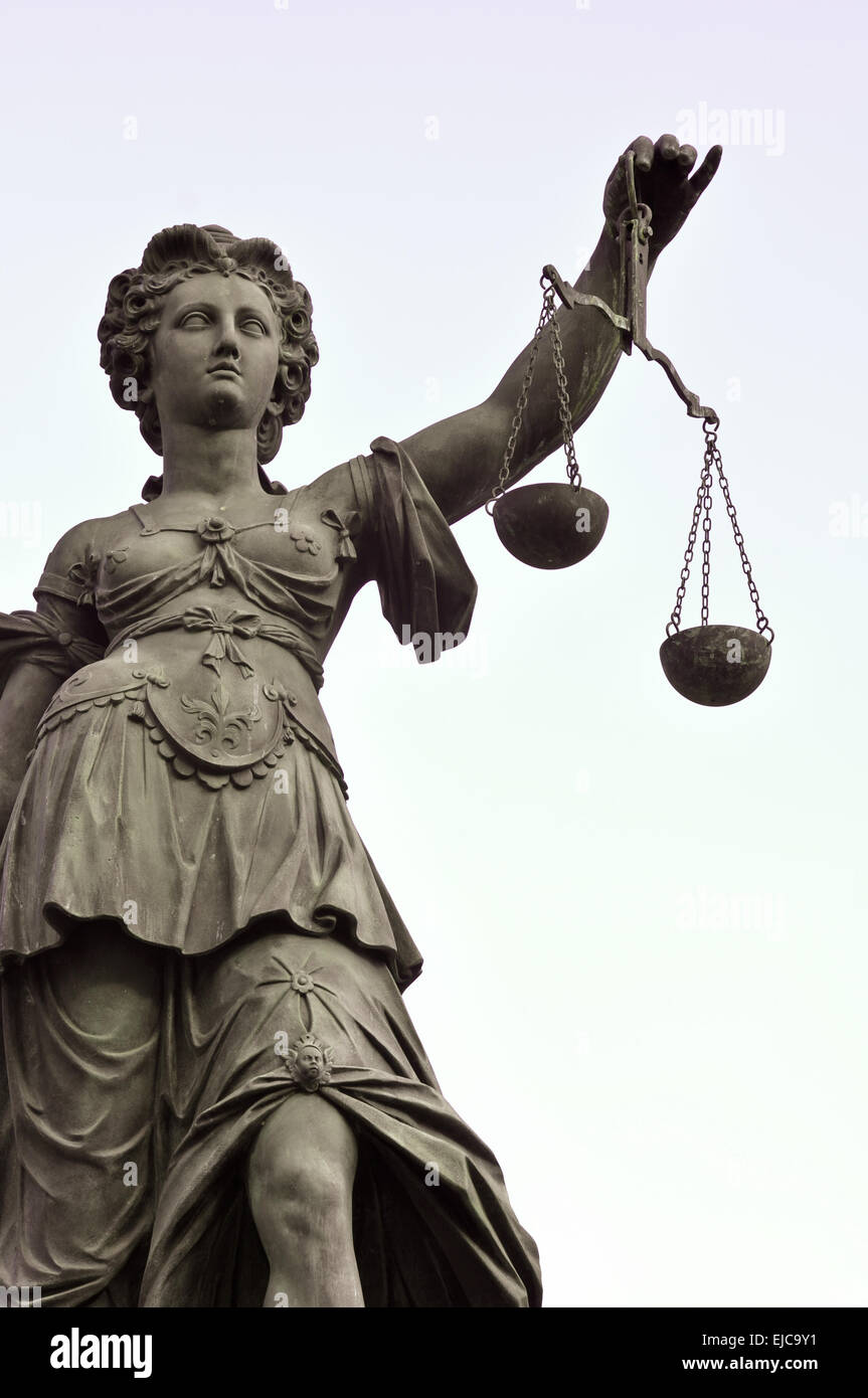Close up of justice statue frankfurt hi-res stock photography and ...