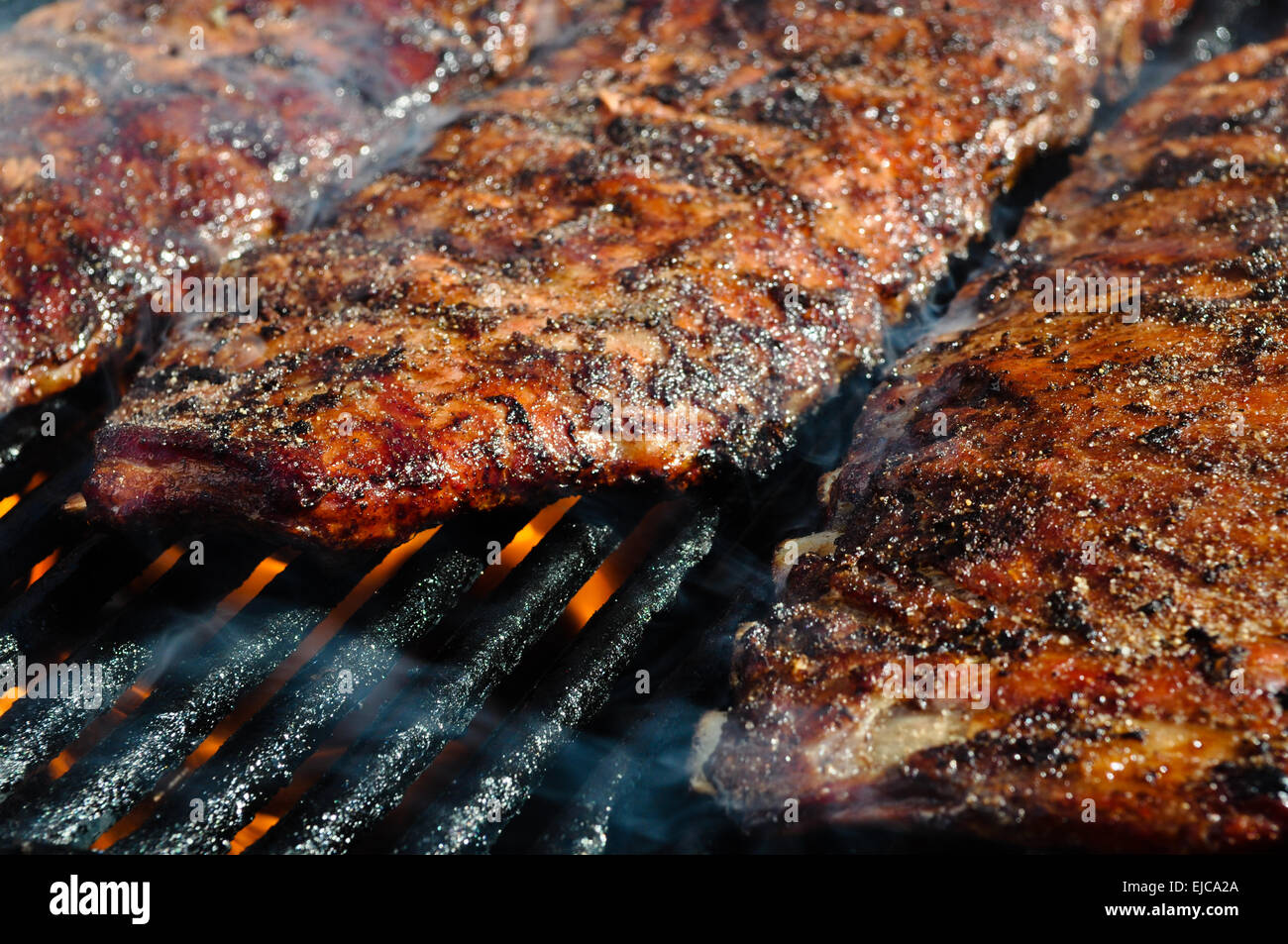 BBQ Ribs on the Grill Stock Photo - Alamy