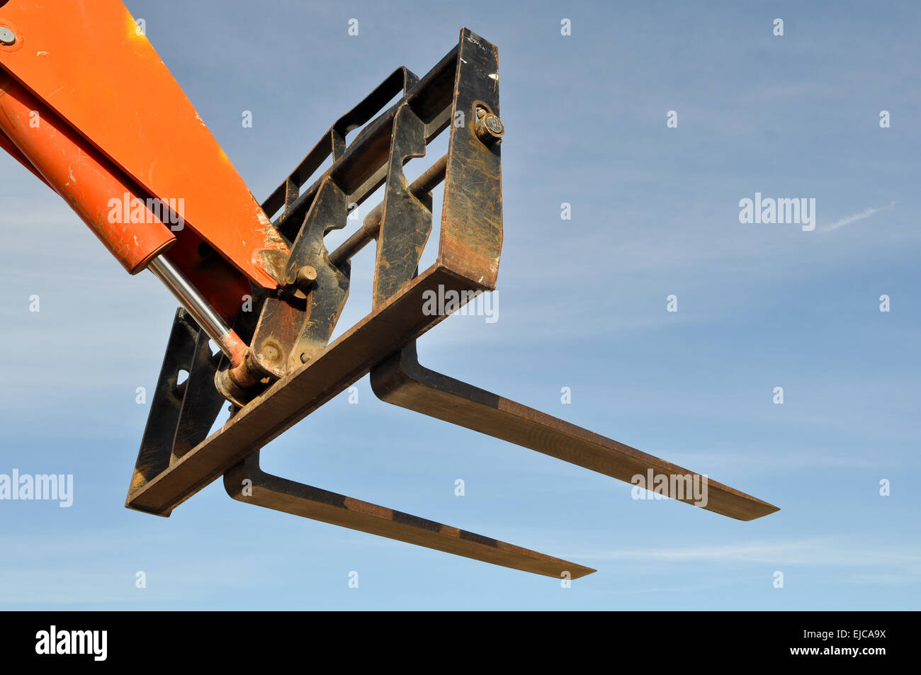 Forklift Lifter Close Up with Blue Sky Stock Photo - Alamy