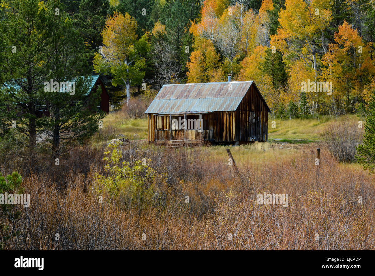Log Cabin in Autumn Stock Photo - Alamy