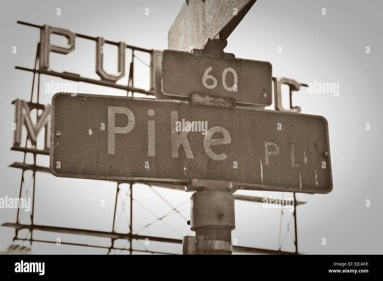 Pike Place Sign Stock Photo - Alamy