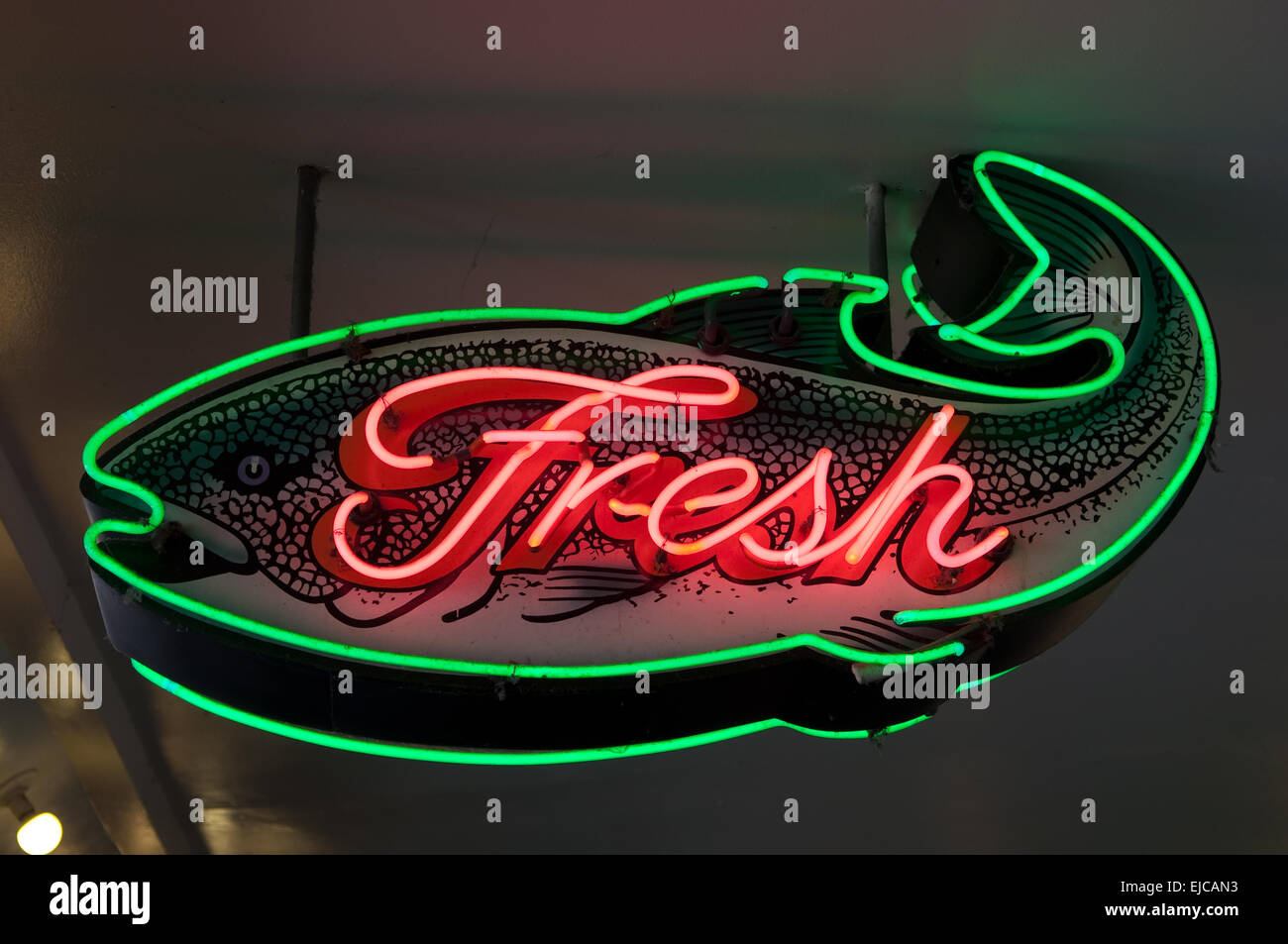 Fresh Fish Neon Sign Stock Photo - Alamy