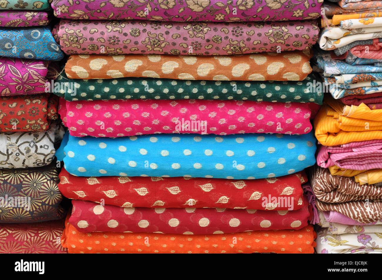 Colorful Indian Fabric Stock Photo - Alamy