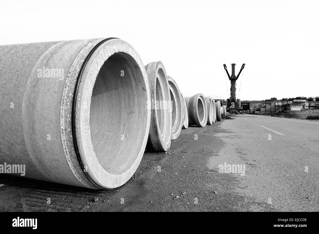 Large concrete pipes Black and White Stock Photos & Images - Alamy