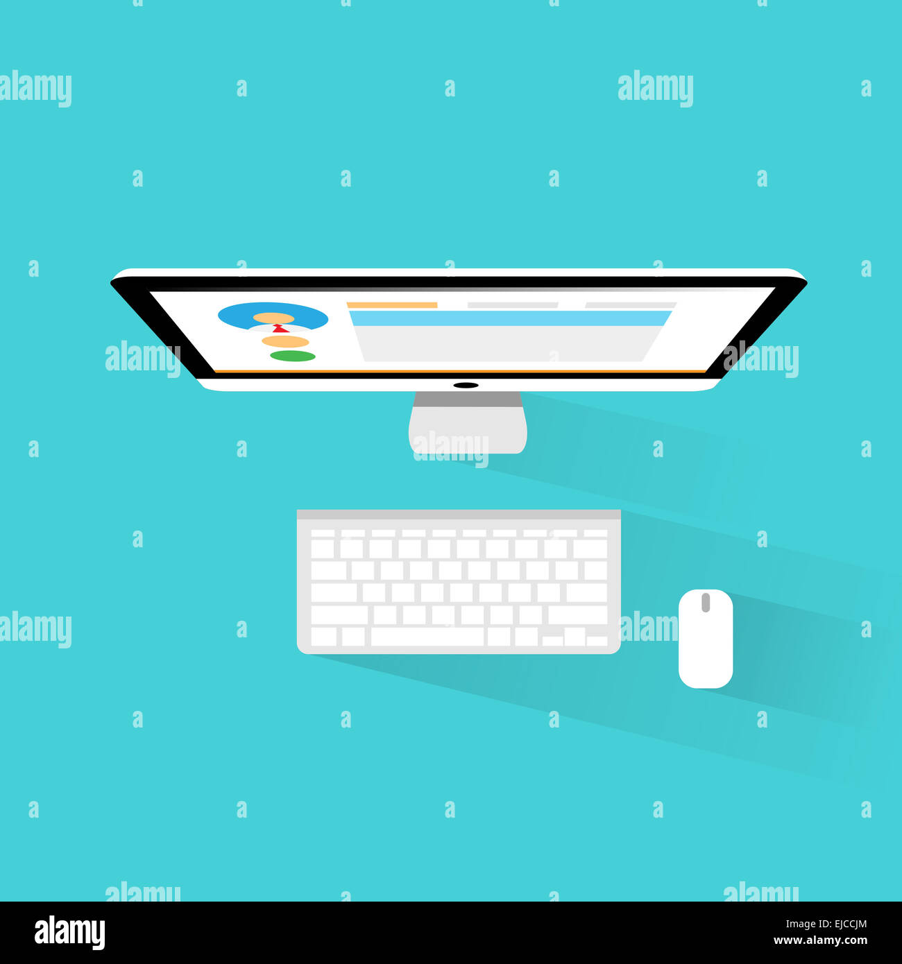 computer workstation top view workplace flat icon design Stock Photo ...