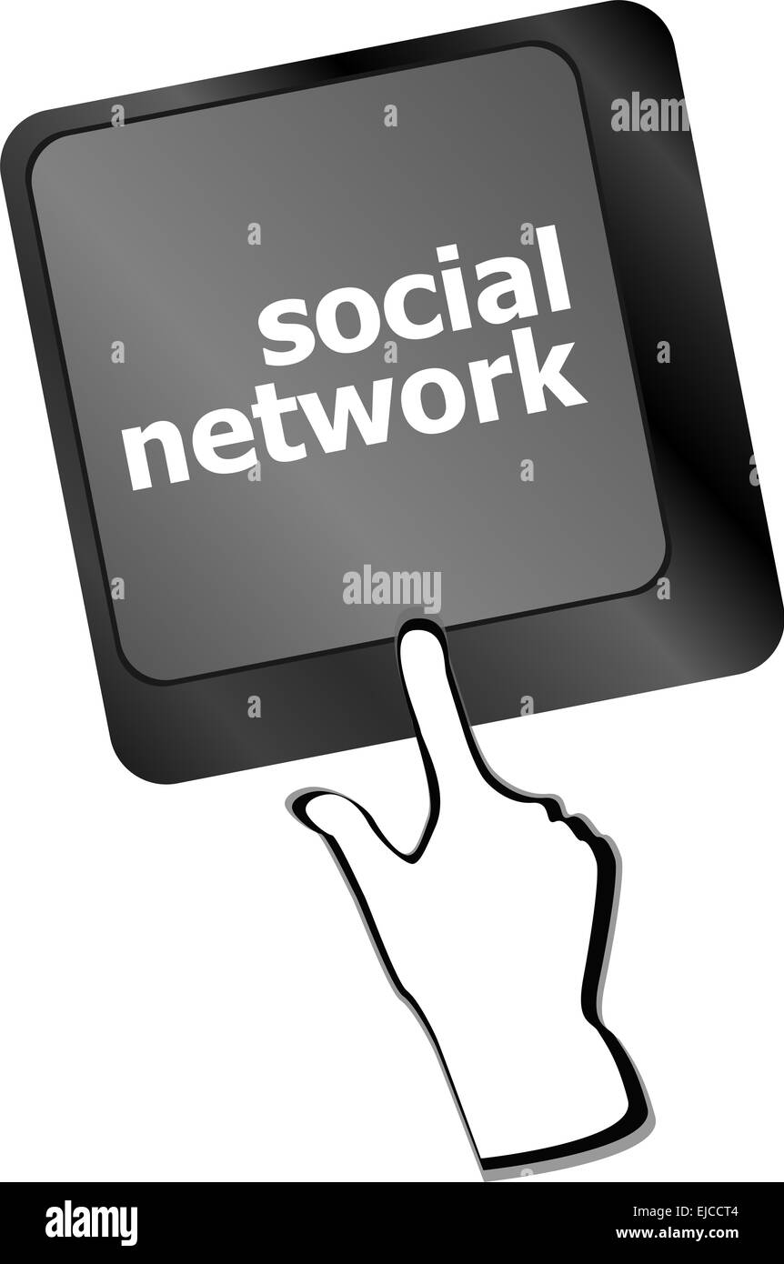 Social network keyboard key button Stock Photo - Alamy