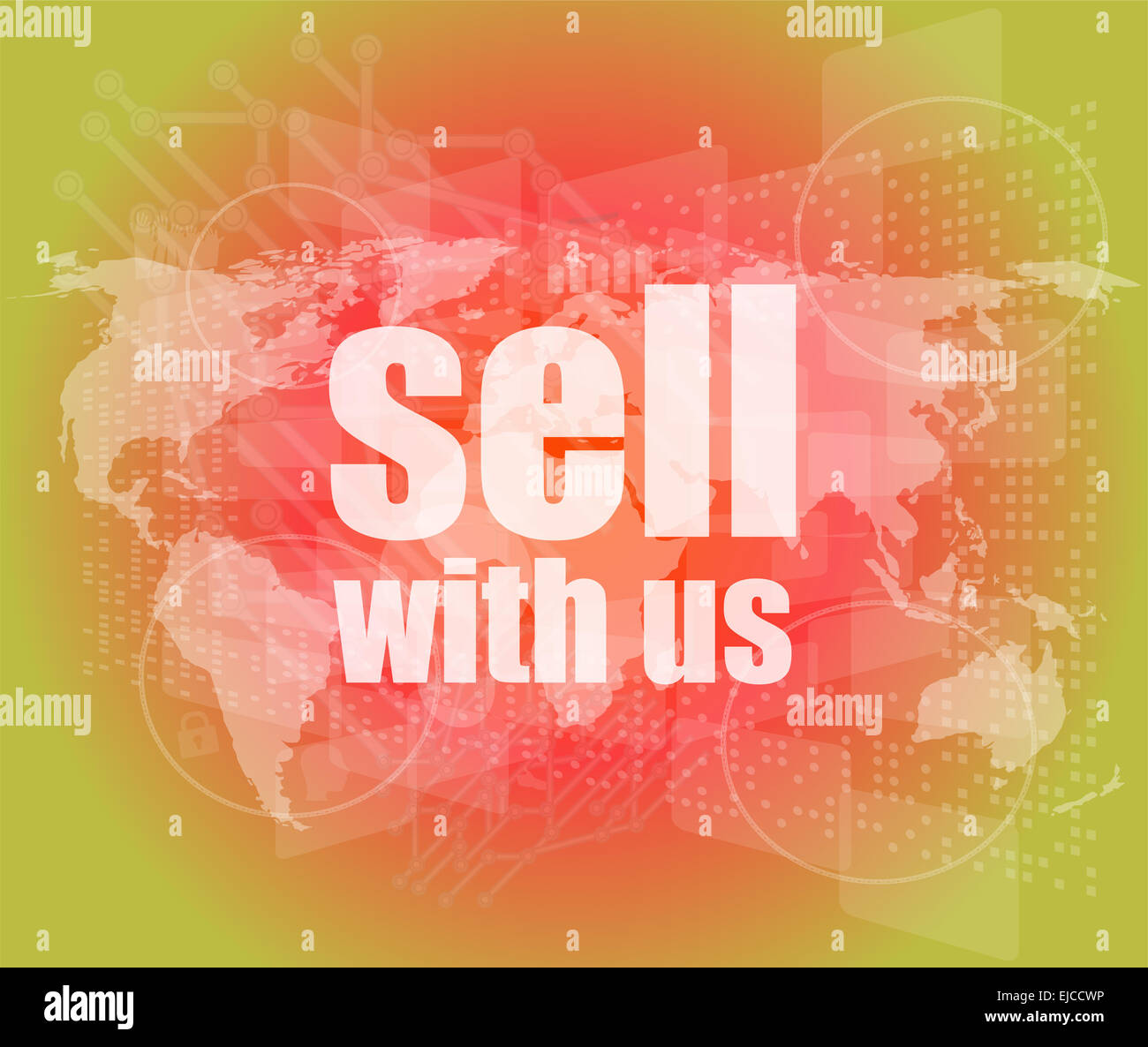 Sell with us word on digital screen Stock Photo - Alamy