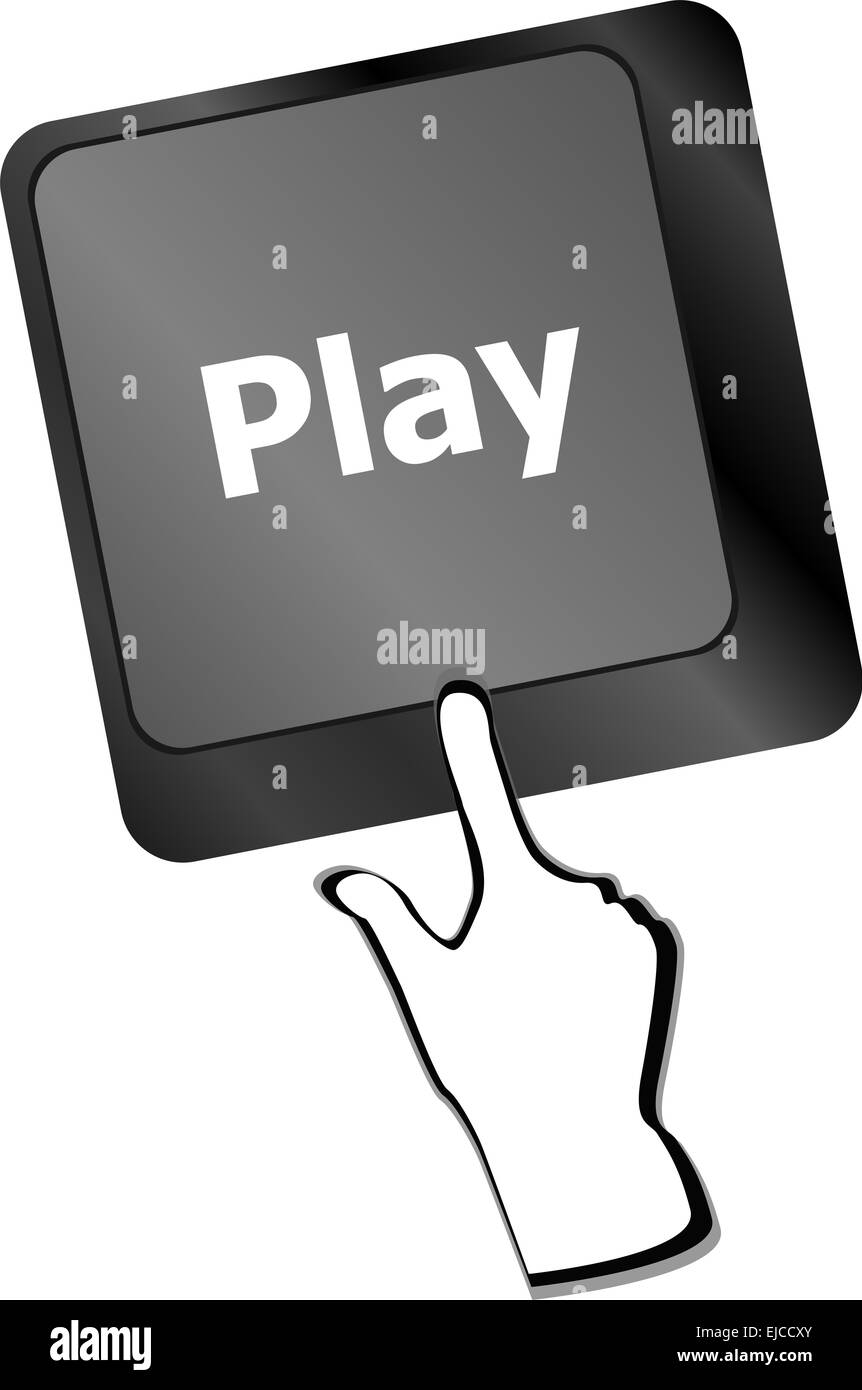 Computer keyboard with play key - technology background Stock Photo - Alamy