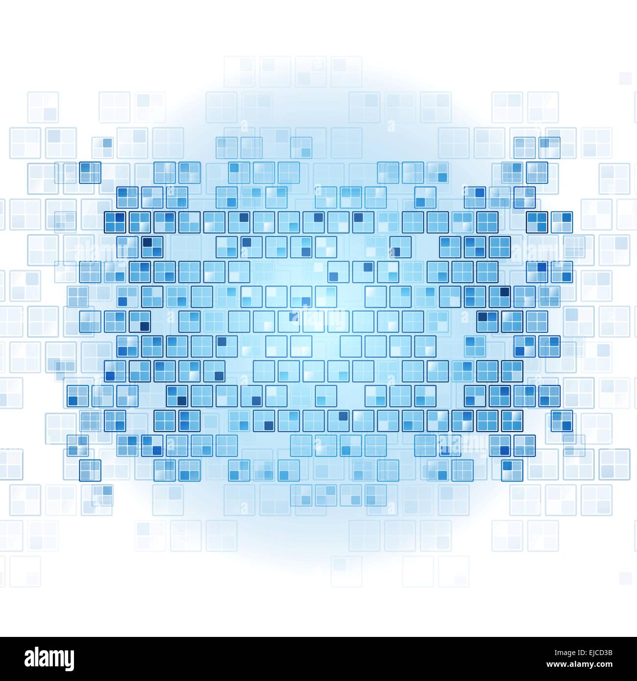 Blue tech squares on white background Stock Photo - Alamy