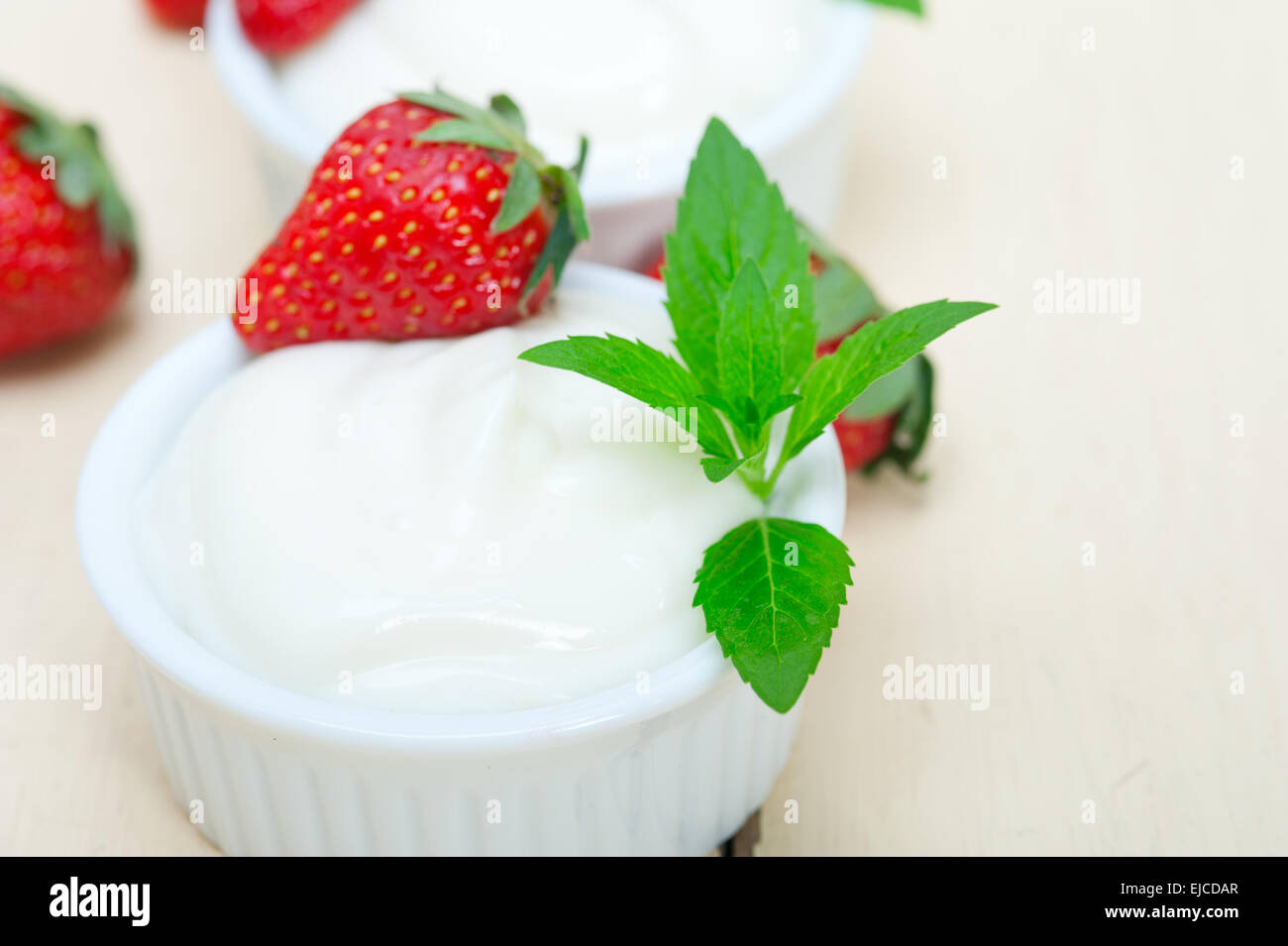 organic Greek yogurt and strawberry Stock Photo - Alamy