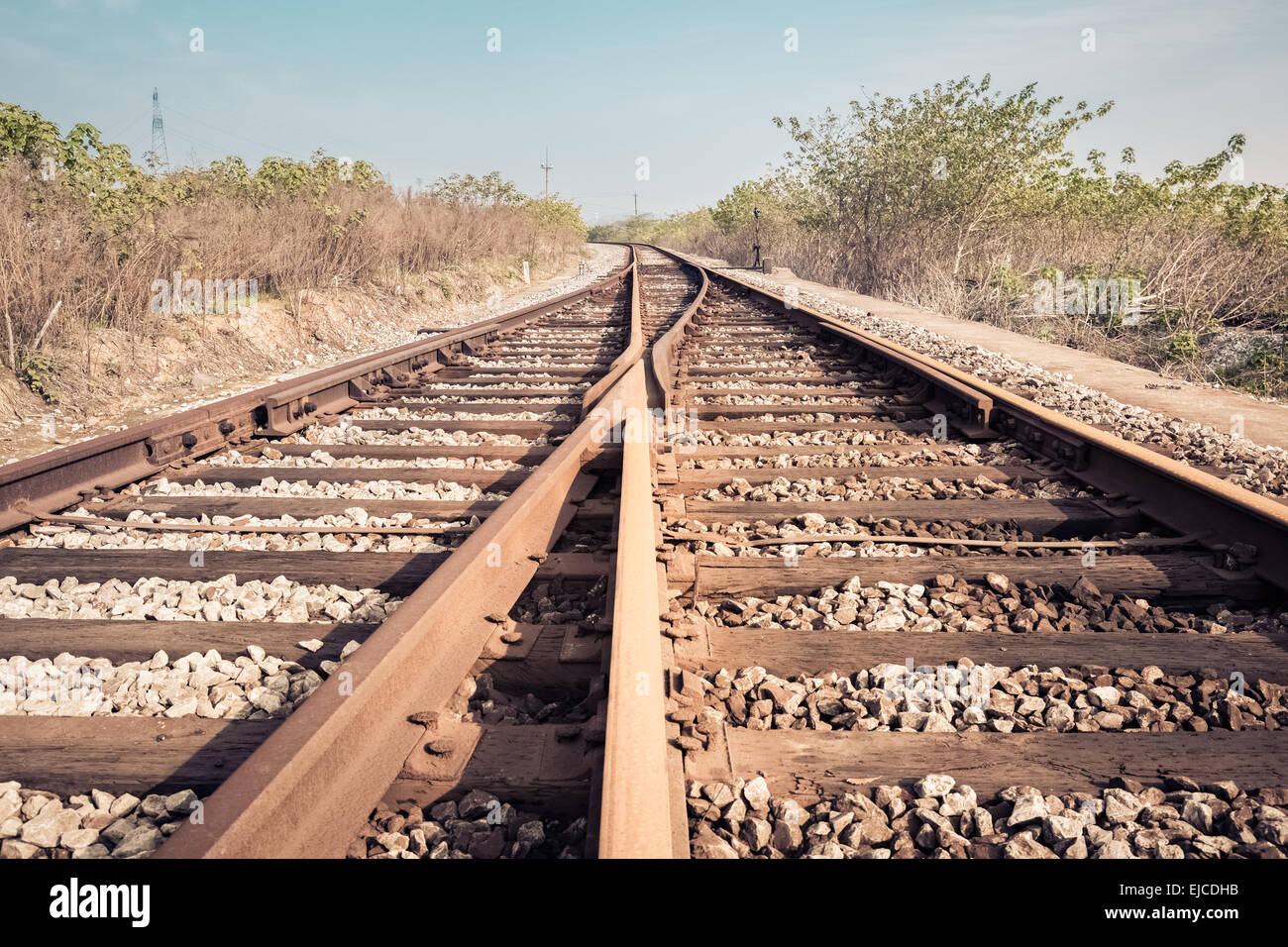 railroad turnout closeup Stock Photo - Alamy