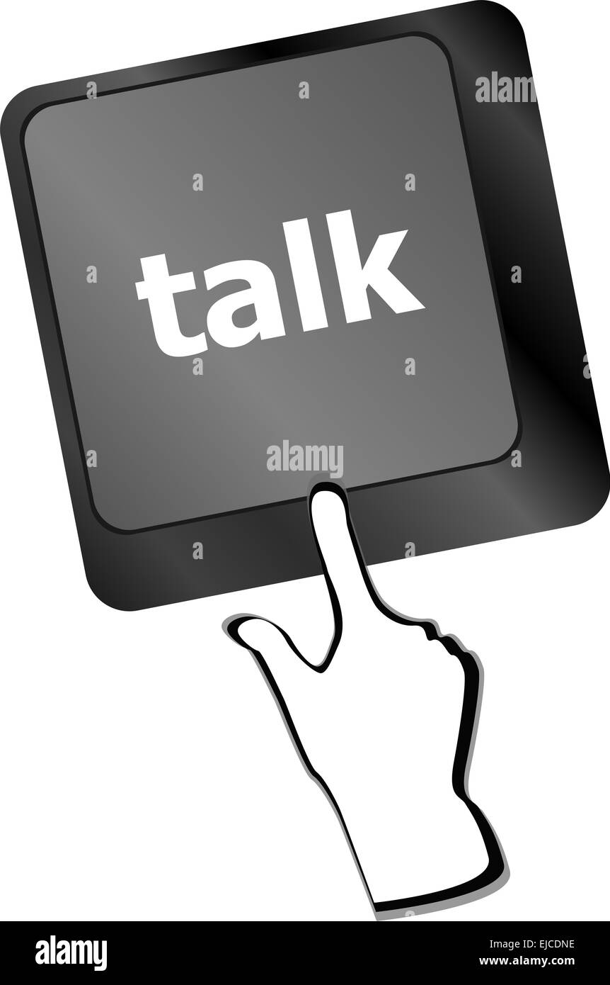talk word with icon on keyboard keys button Stock Photo - Alamy