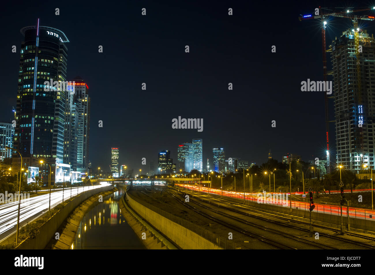 Tel Aviv Skyline at night Stock Photo - Alamy