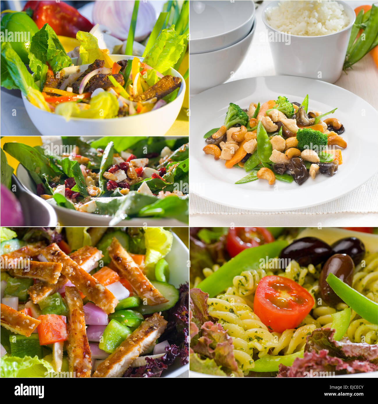 salad collage composition nested on frame Stock Photo - Alamy