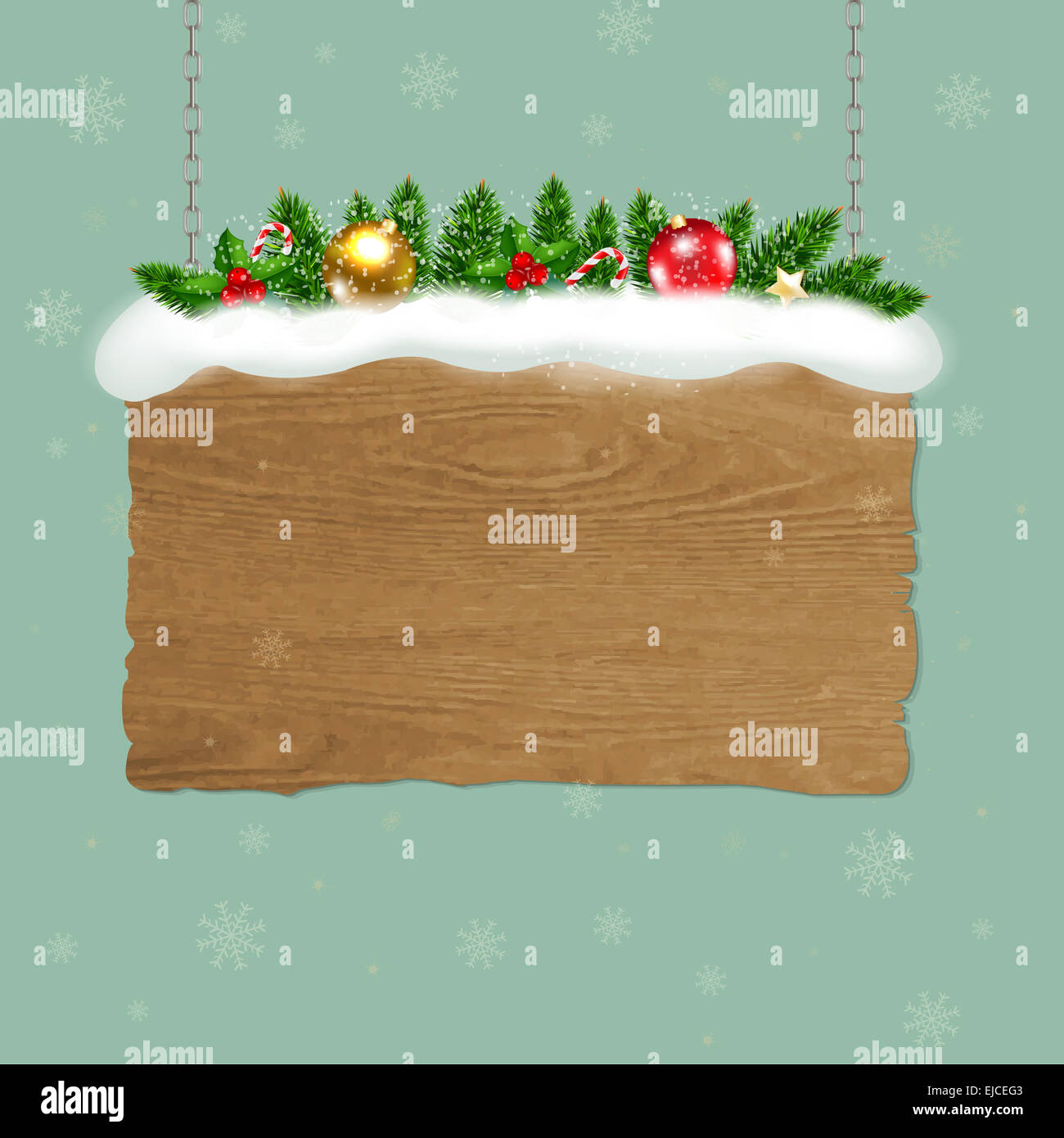 Wooden Sign With Fir Tree Stock Photo - Alamy