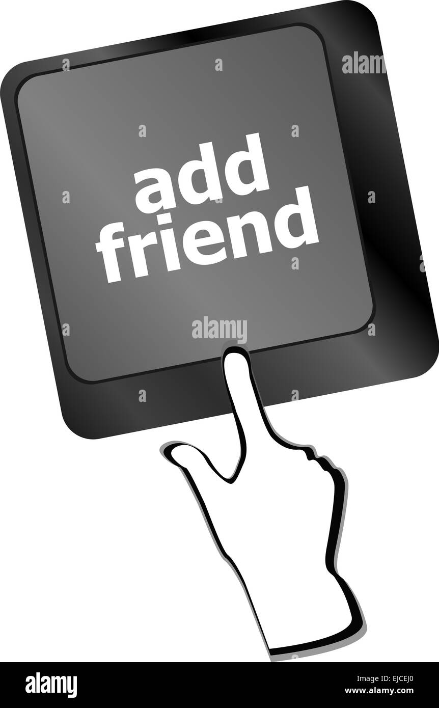 Keyboard with add friend button, social network concept Stock Photo - Alamy