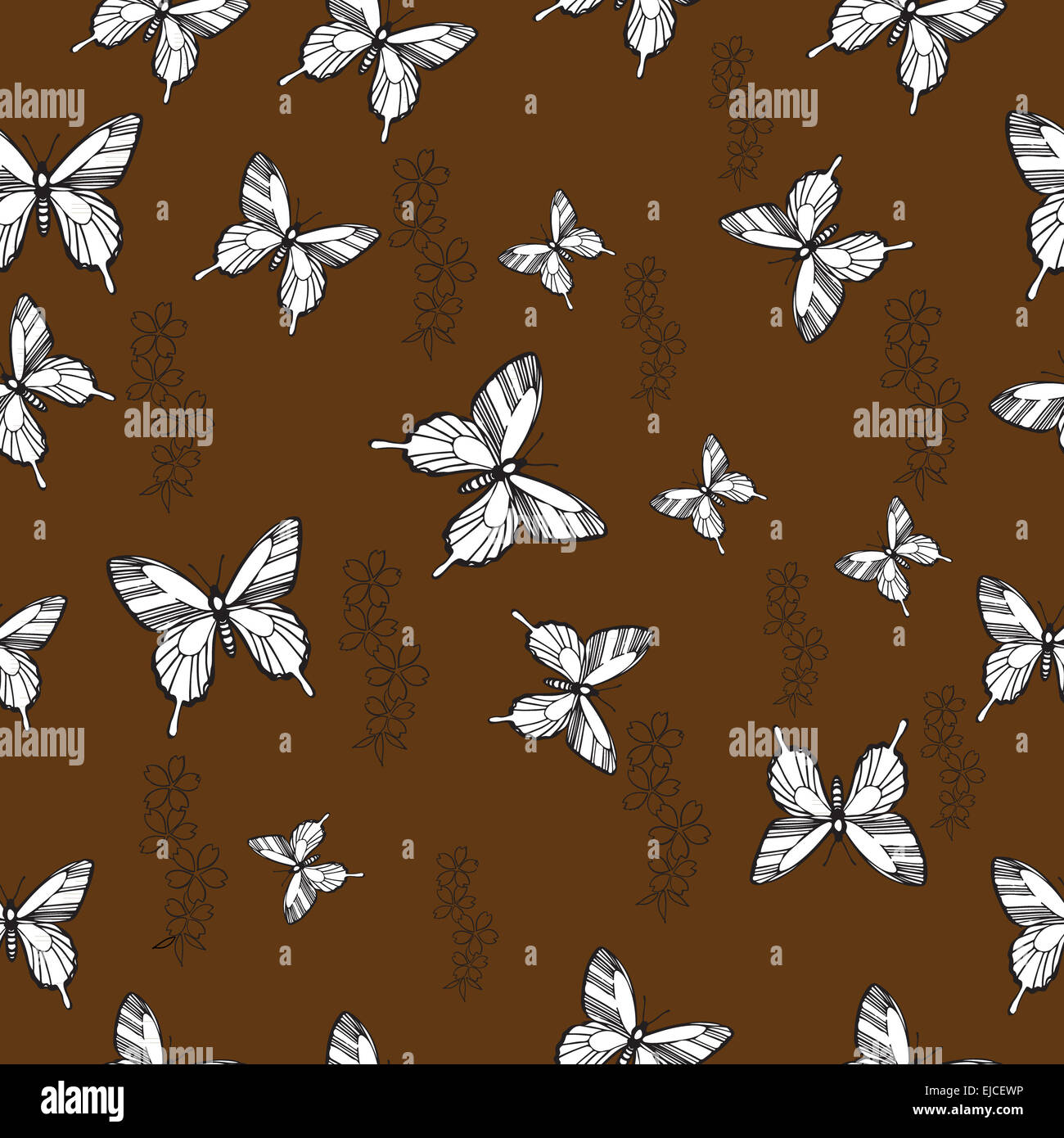 Pattern with butterflies and flowers Stock Photo - Alamy
