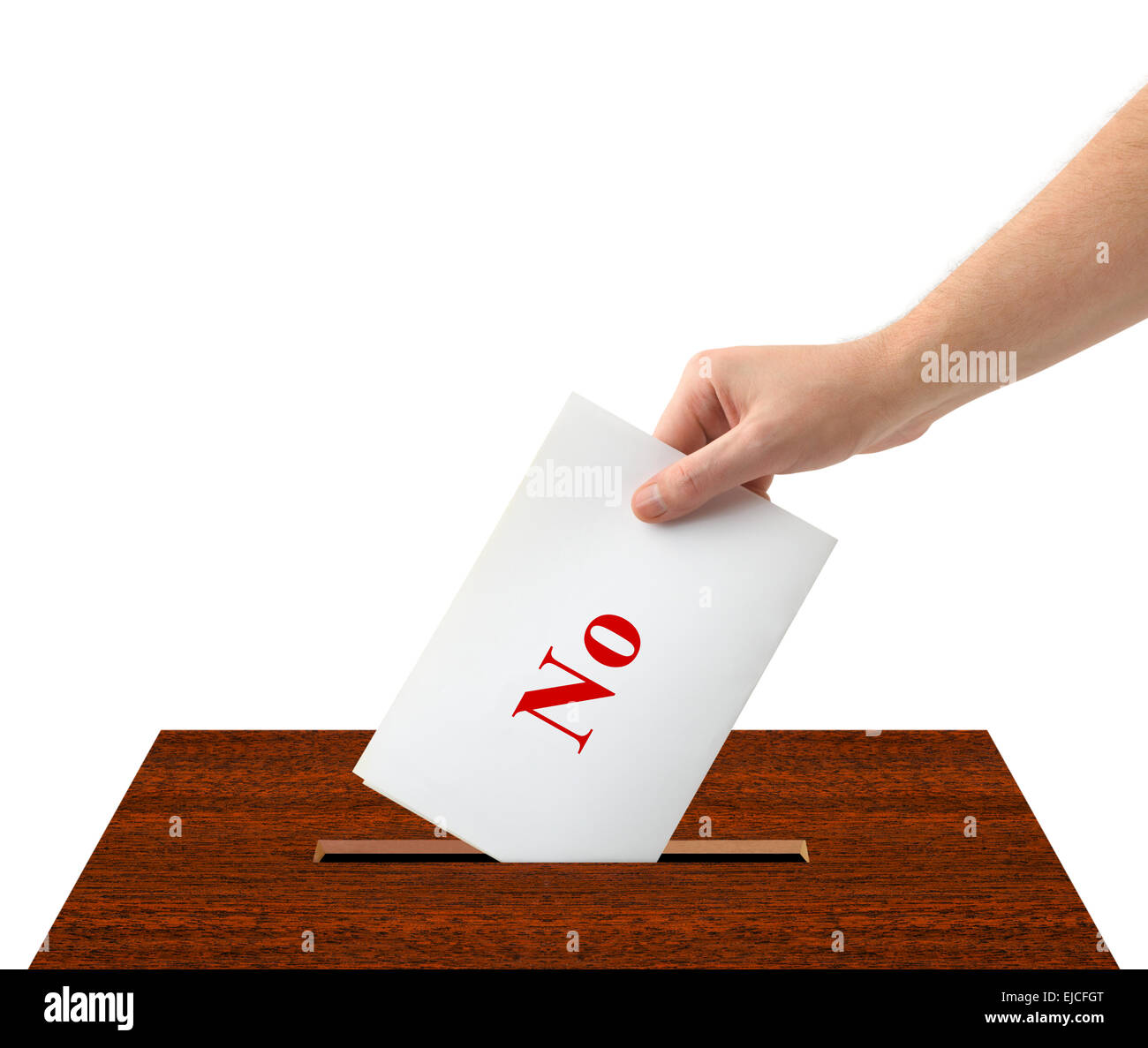 Hand with ballot and box Stock Photo - Alamy