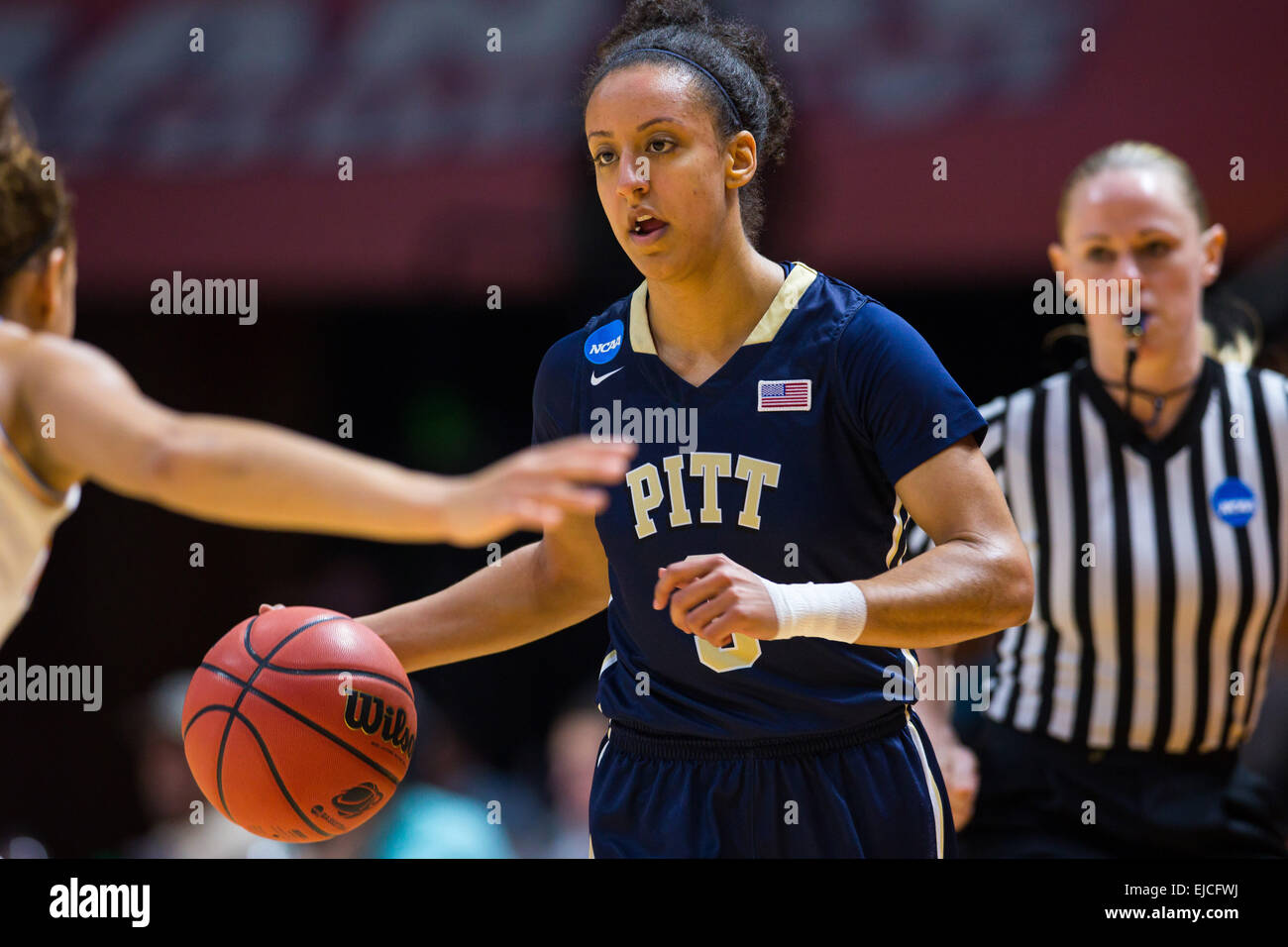 March 23, 2015: Brianna Kiesel #3 of the Pittsburgh Panthers brings the ...