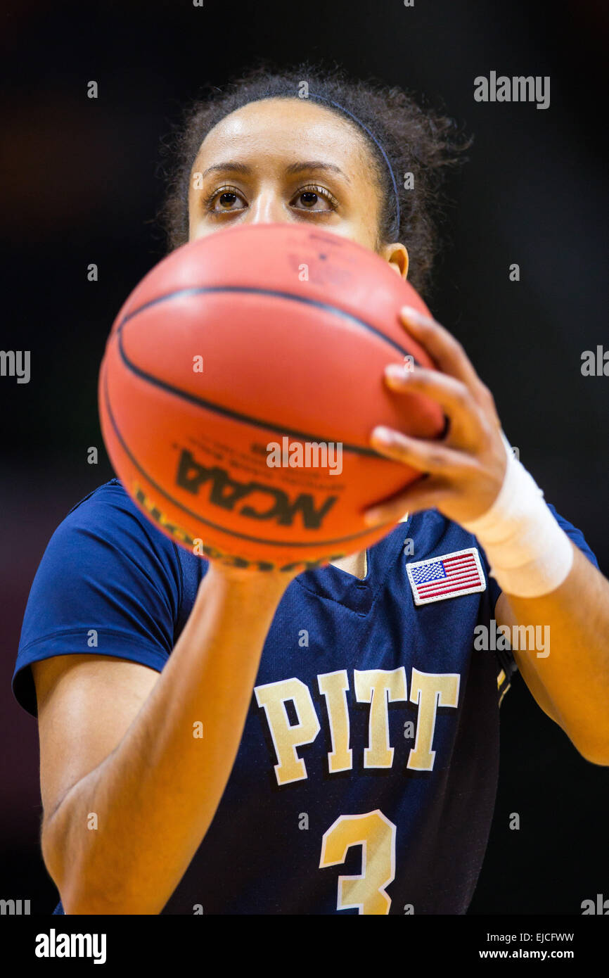 March 23, 2015: Brianna Kiesel #3 of the Pittsburgh Panthers shoots a ...
