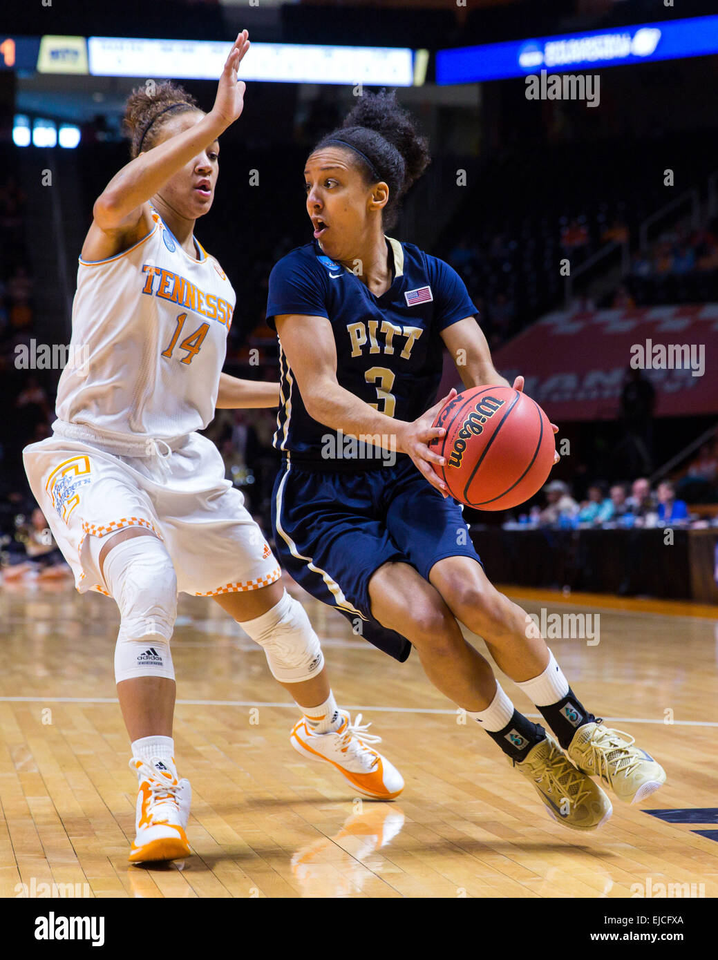 March 23, 2015: Brianna Kiesel #3 of the Pittsburgh Panthers drives to ...