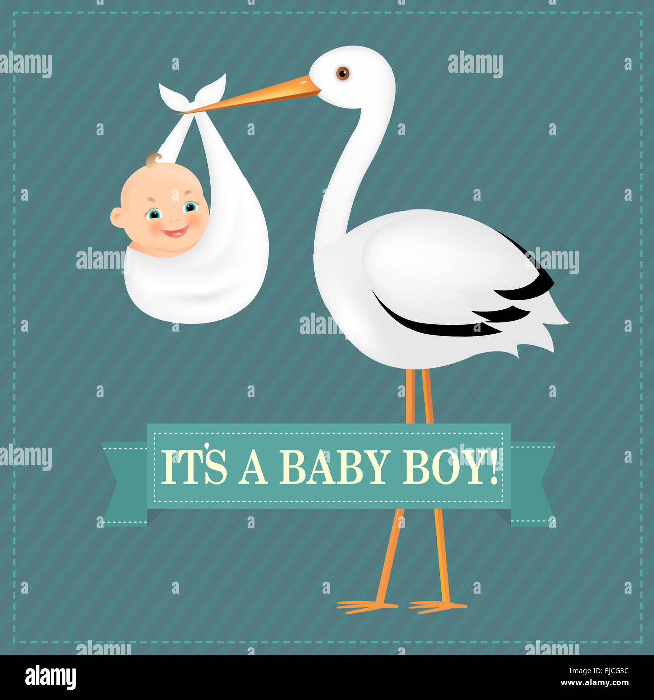 Poster Stork With Baby Boy Stock Photo - Alamy