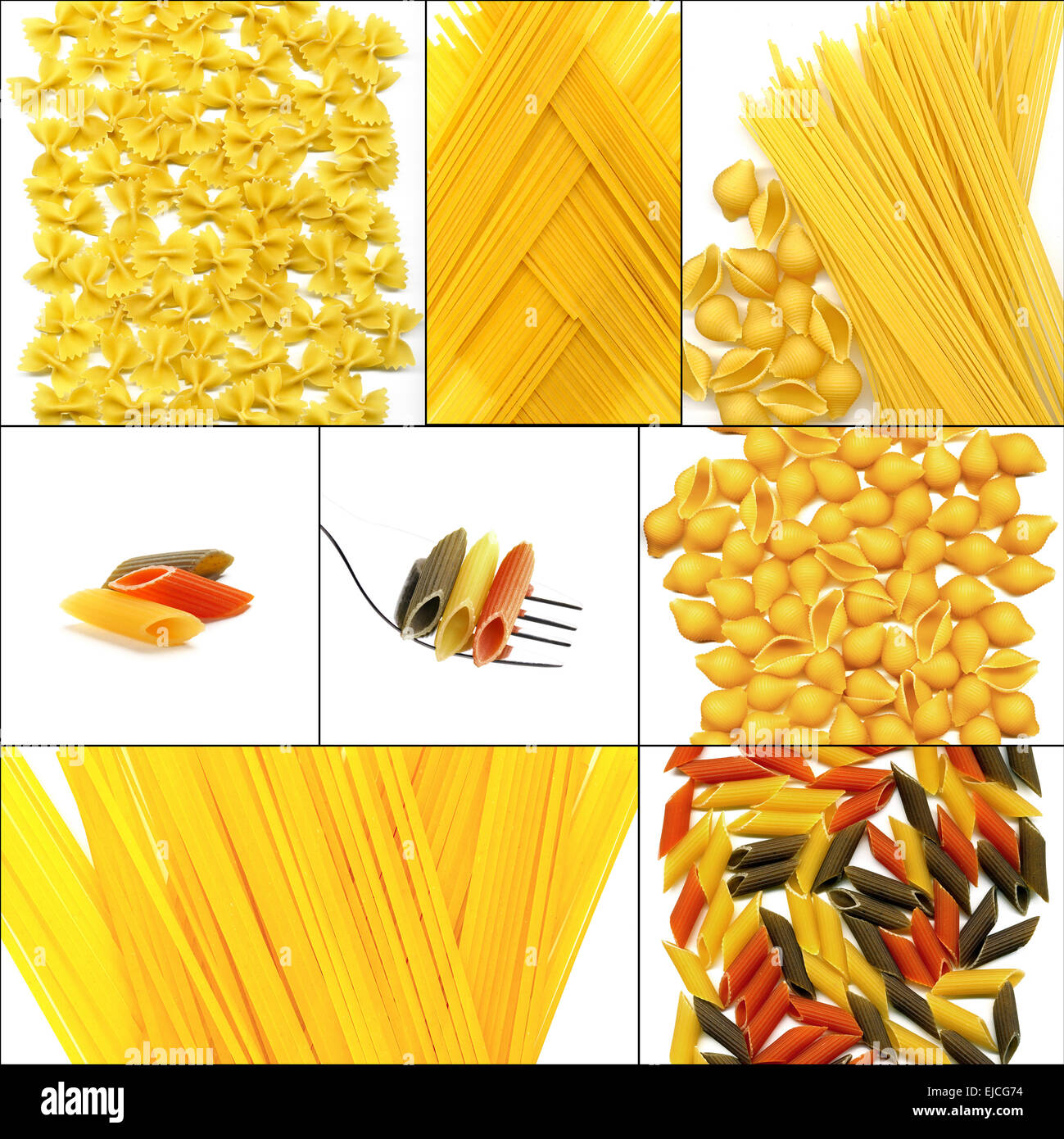 various type of Italian pasta collage Stock Photo - Alamy