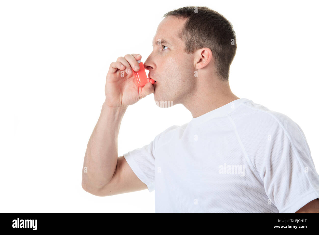 sport man using a asthma pump Stock Photo - Alamy
