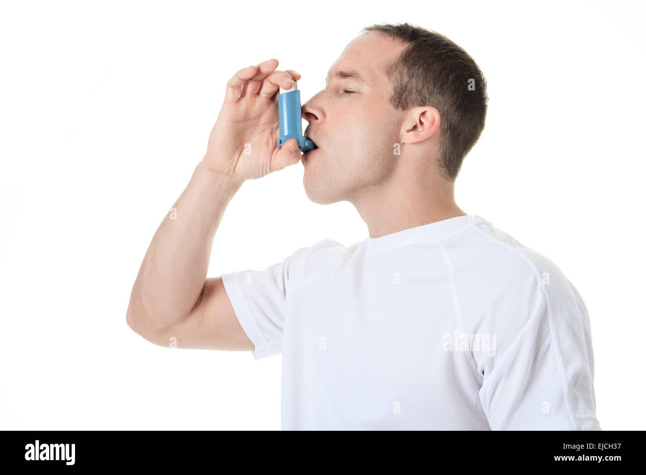 sport man using a asthma pump Stock Photo - Alamy