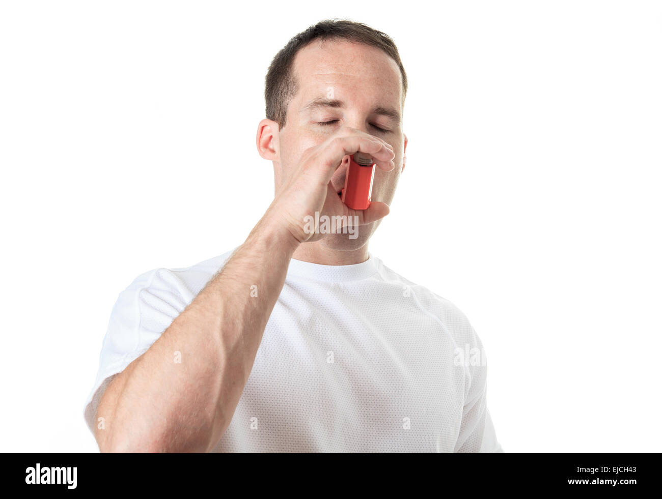 sport man using a asthma pump Stock Photo - Alamy