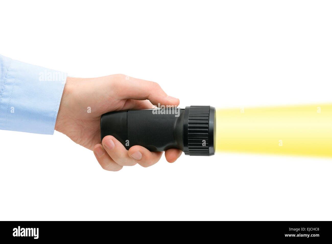 Flashlight in hand Stock Photo - Alamy