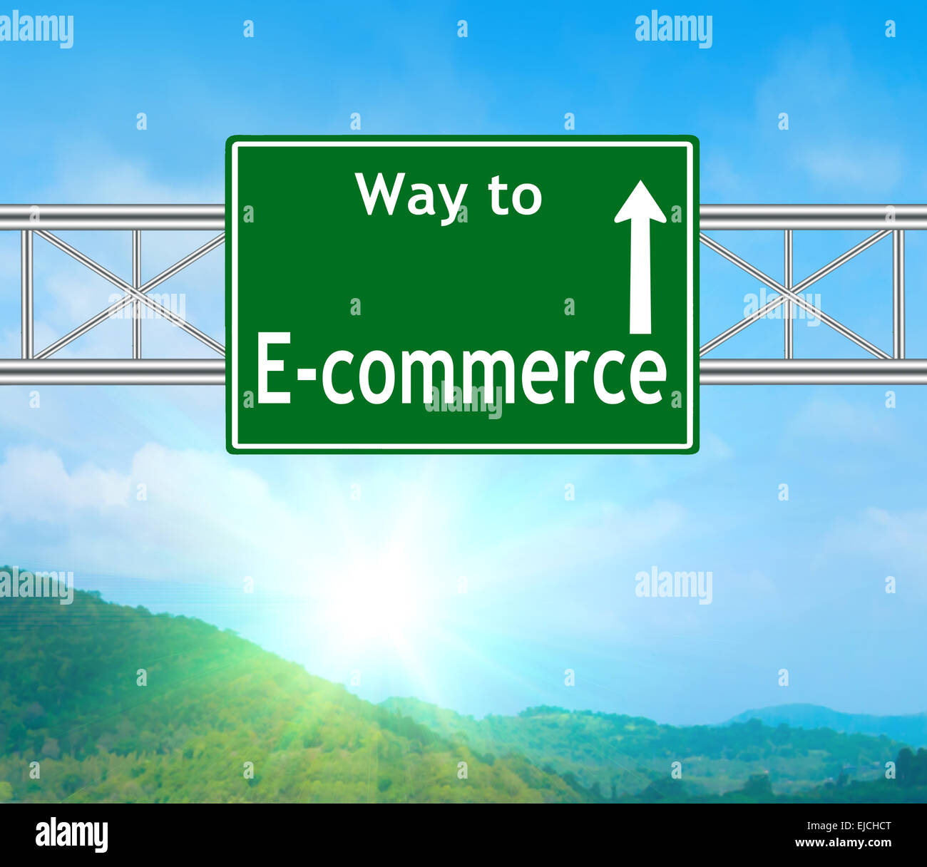 E-commerce Green Road Sign Stock Photo - Alamy