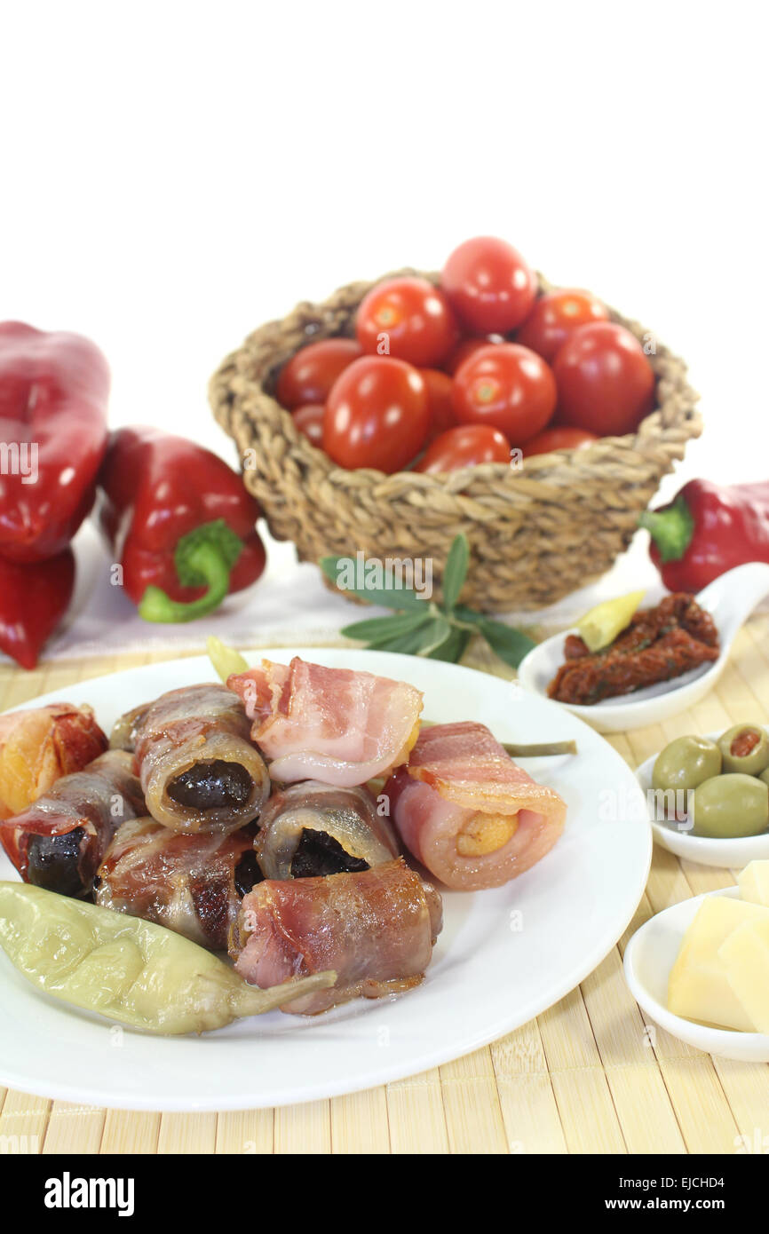 stuffed Tapas with bacon Stock Photo - Alamy