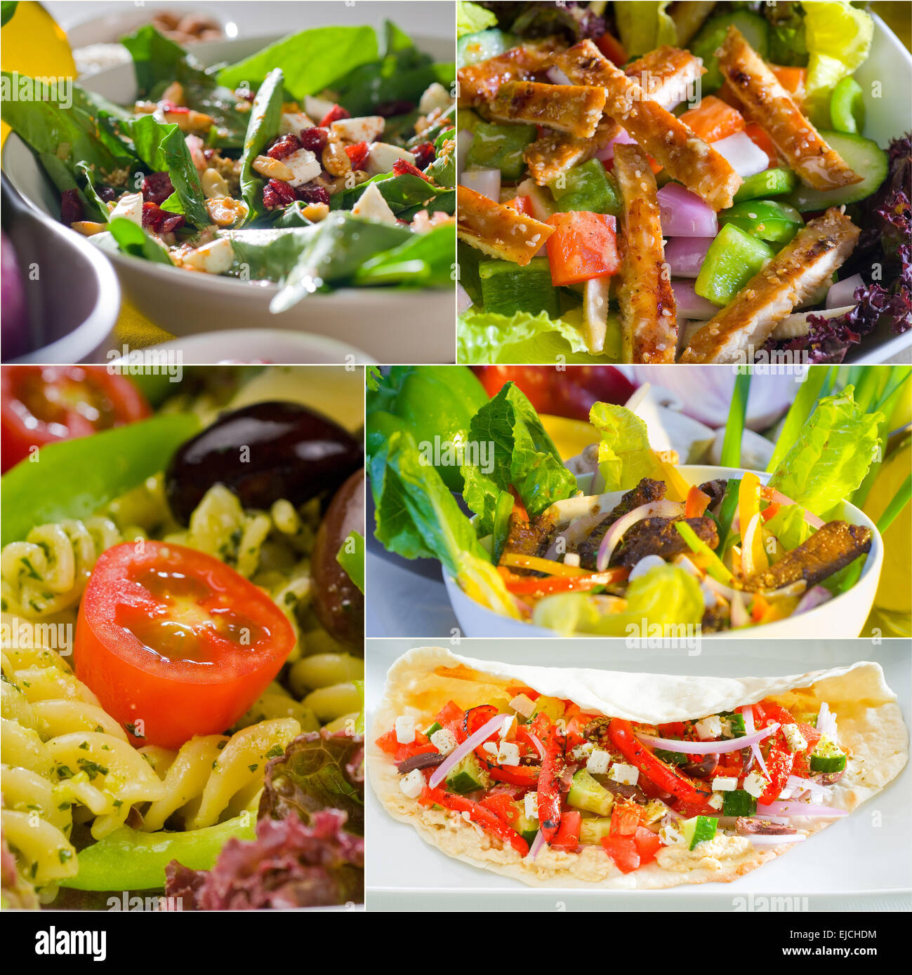 salad collage composition nested on frame Stock Photo - Alamy