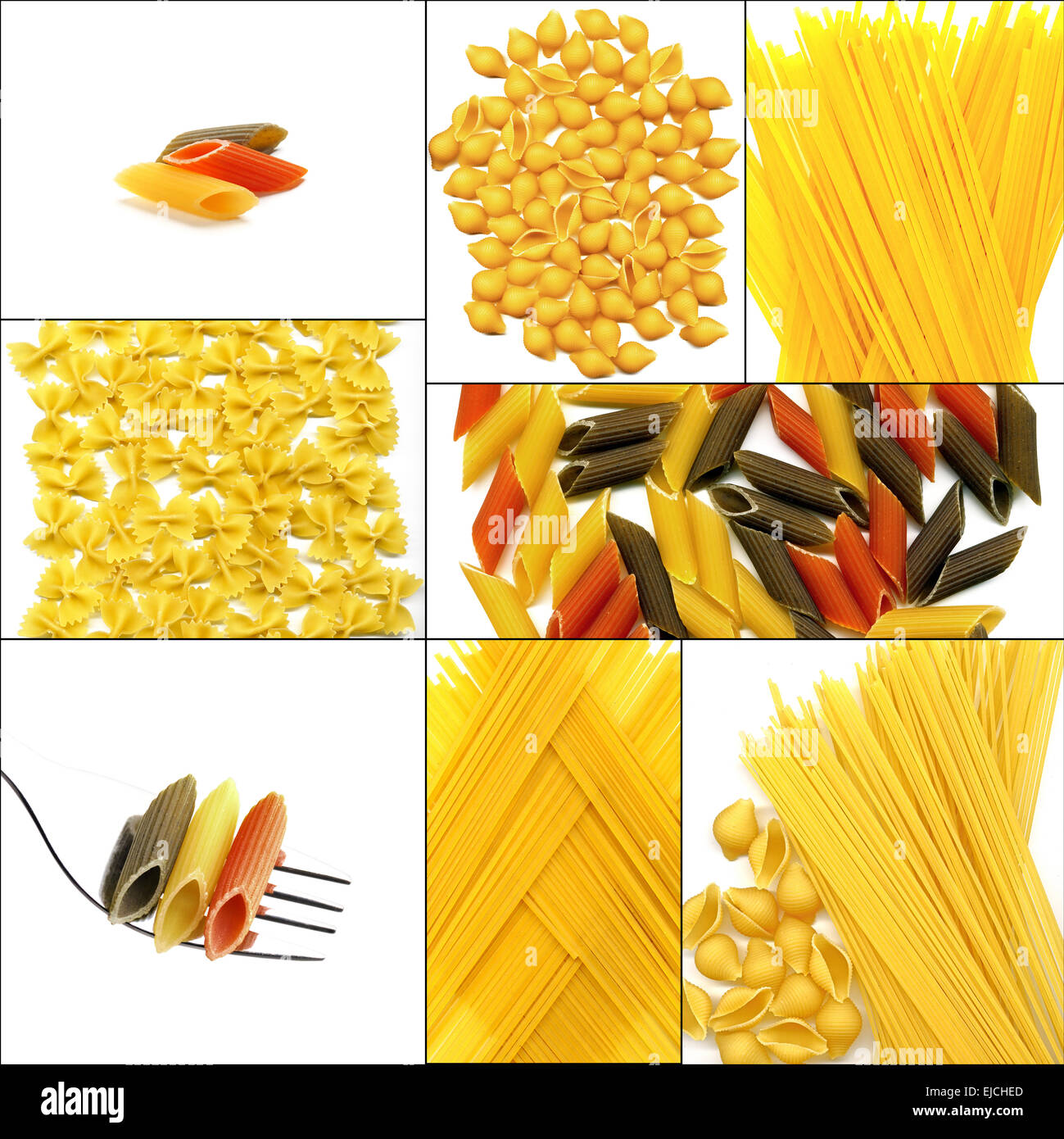 various type of Italian pasta collage Stock Photo - Alamy