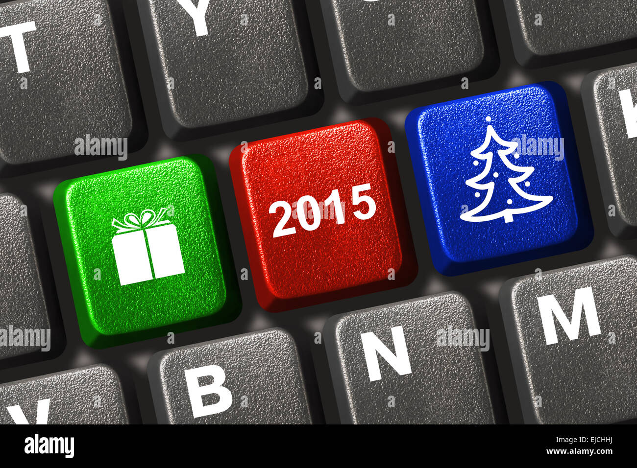 Computer keyboard with Christmas keys Stock Photo - Alamy