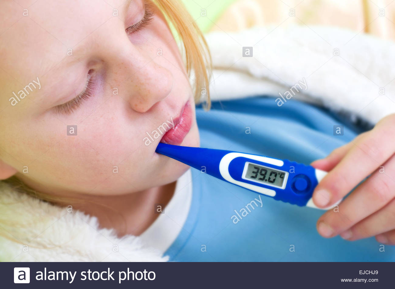 Teenager Fever Thermometer Stock Photos & Teenager Fever Thermometer ...