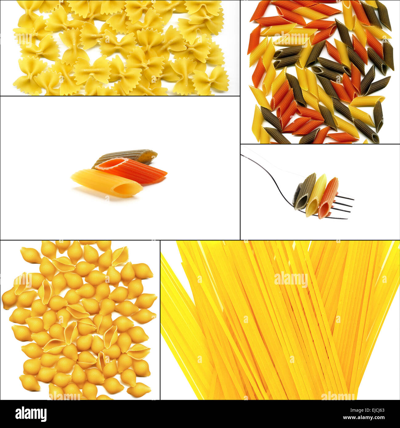 various type of Italian pasta collage Stock Photo - Alamy