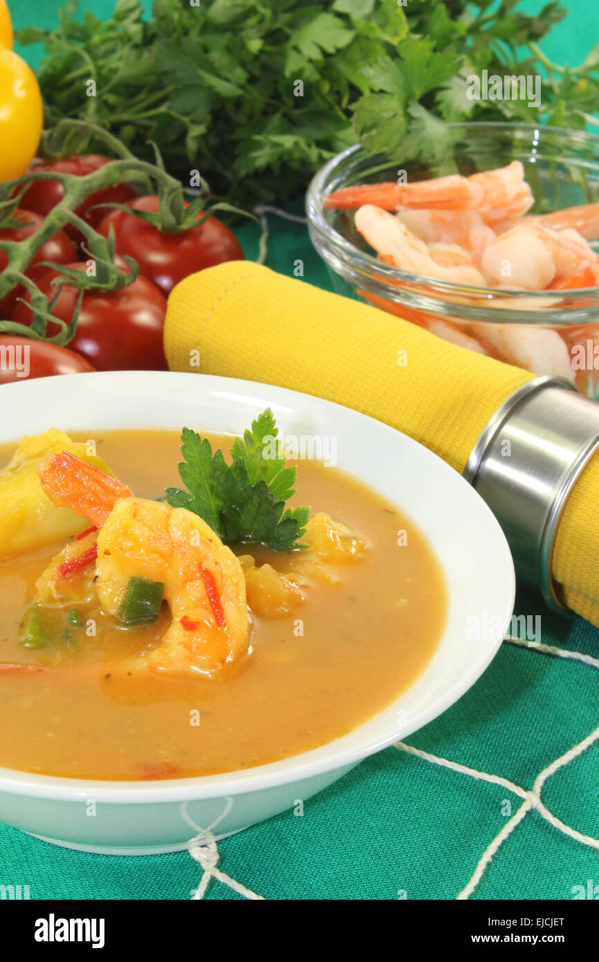 exotic Curry soup with shrimp Stock Photo - Alamy