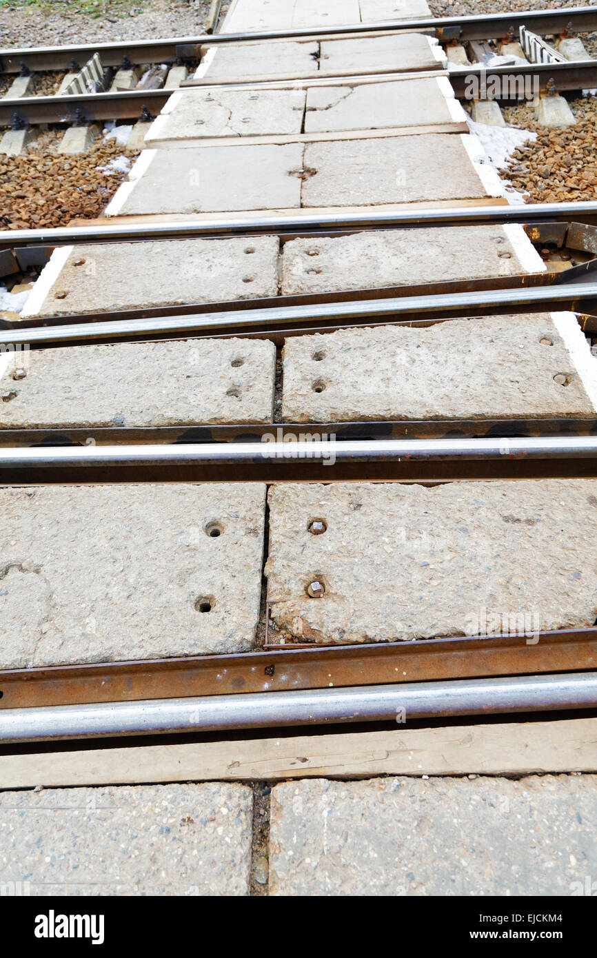 Railway arrow on the railway station Stock Photo - Alamy