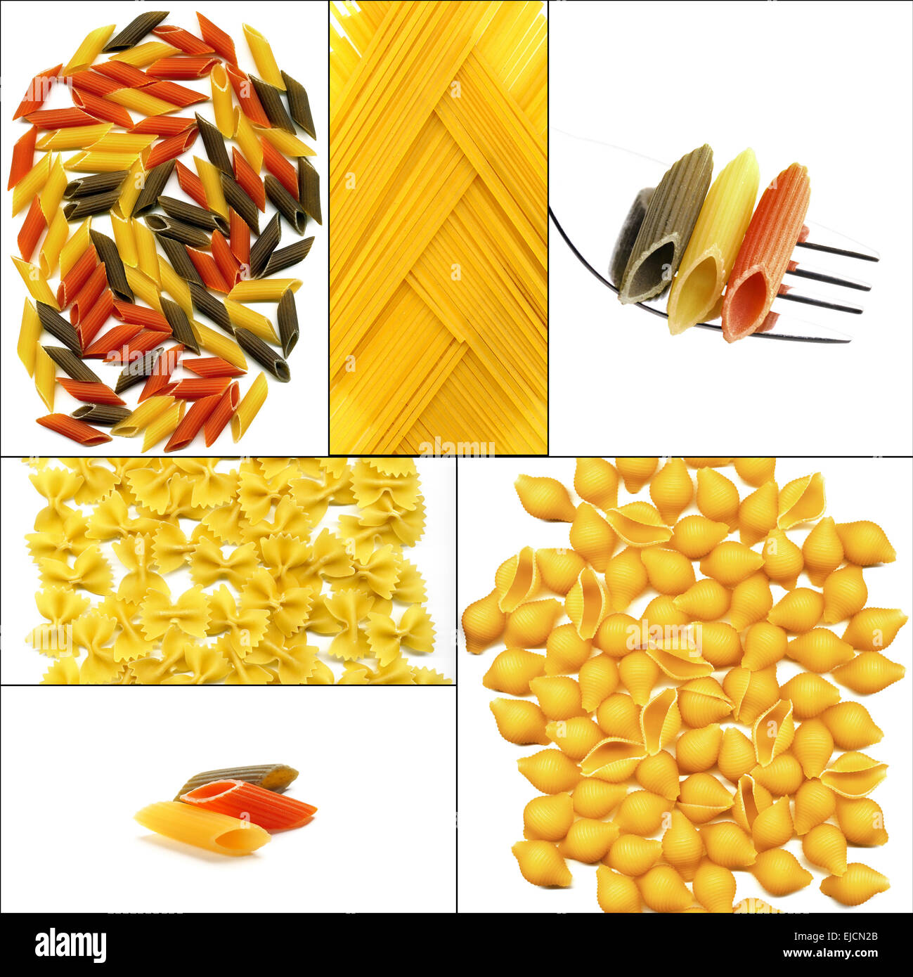 various type of Italian pasta collage Stock Photo - Alamy
