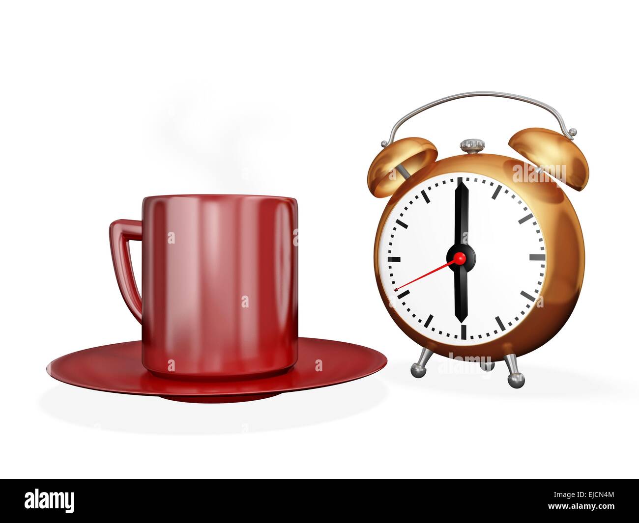 Tea Coffee Cup and Alarm Clock Stock Photo - Alamy