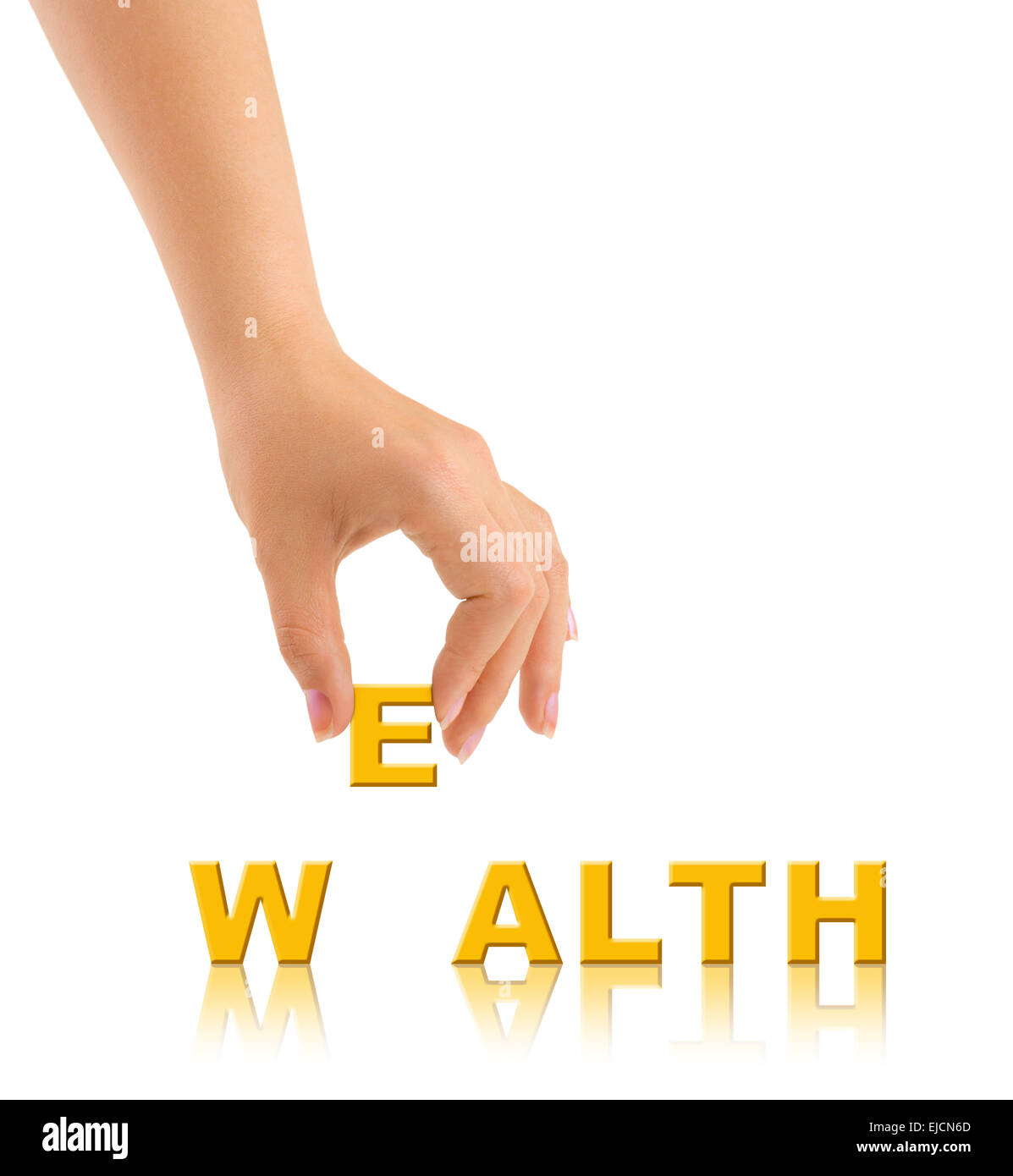 Hand and word Wealth Stock Photo - Alamy
