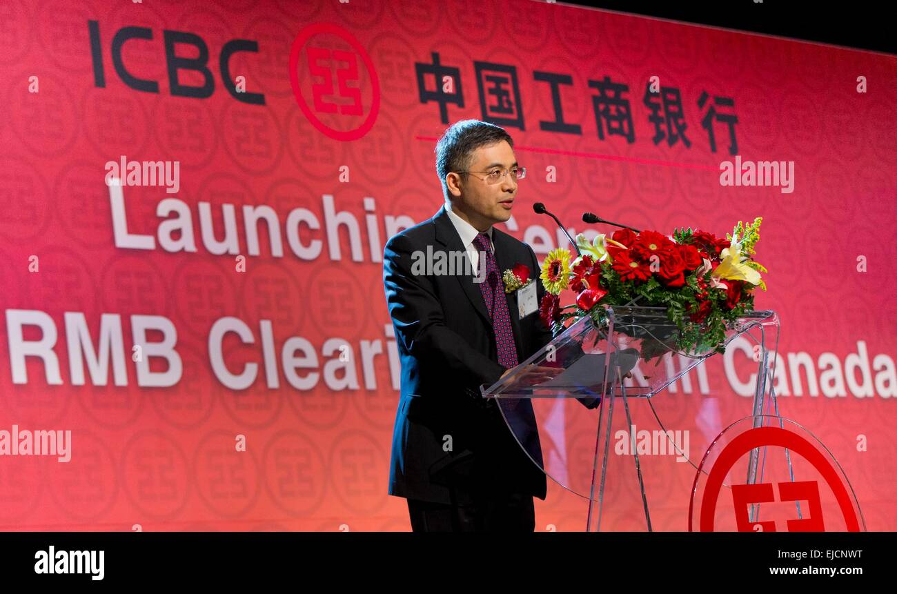 Toronto. 23rd Mar, 2015. China's ICBC Vice President Gu Shu addresses ...
