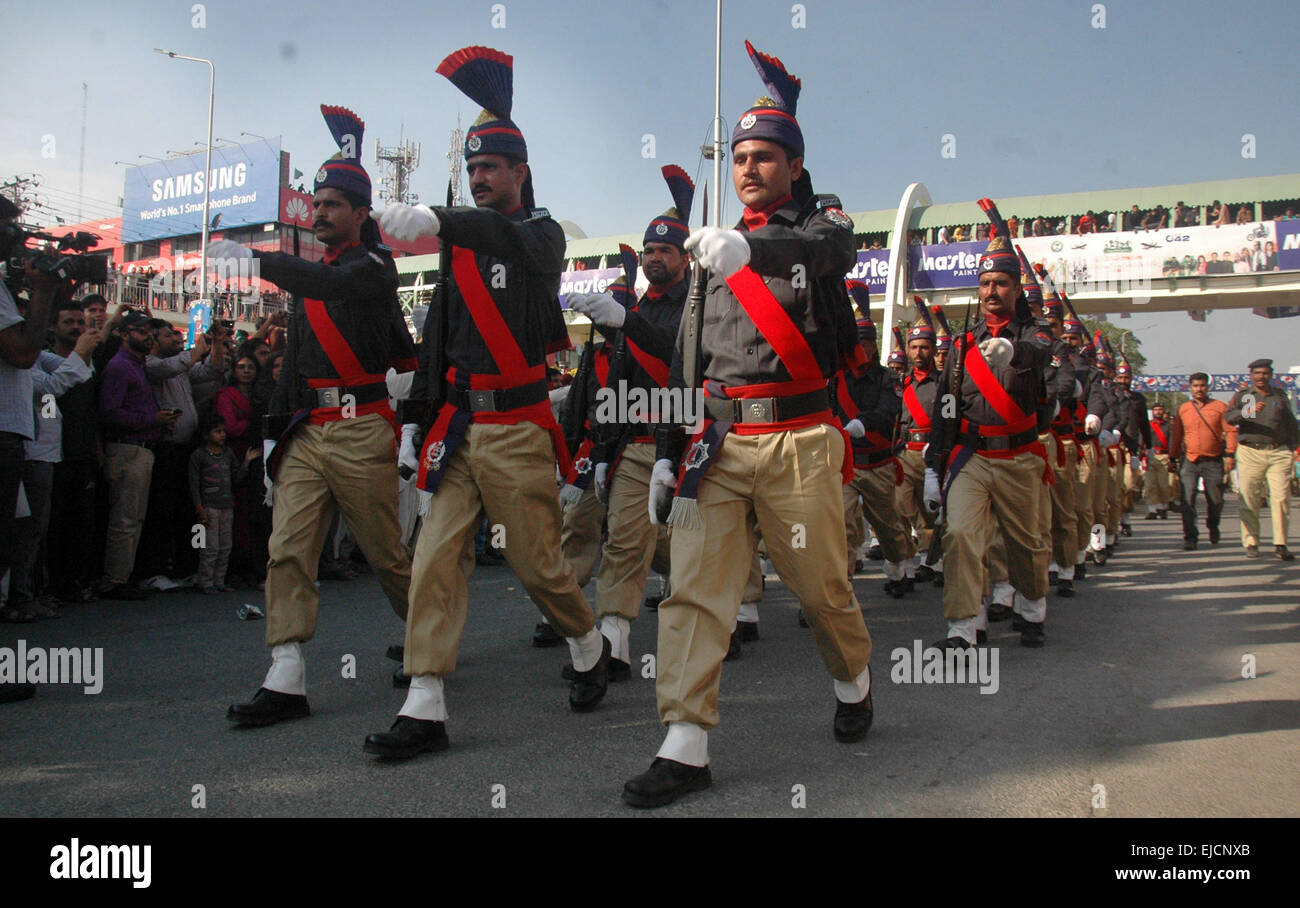 Lahore. 23rd Mar, 1940. Soldiers march during the National Day parade ...