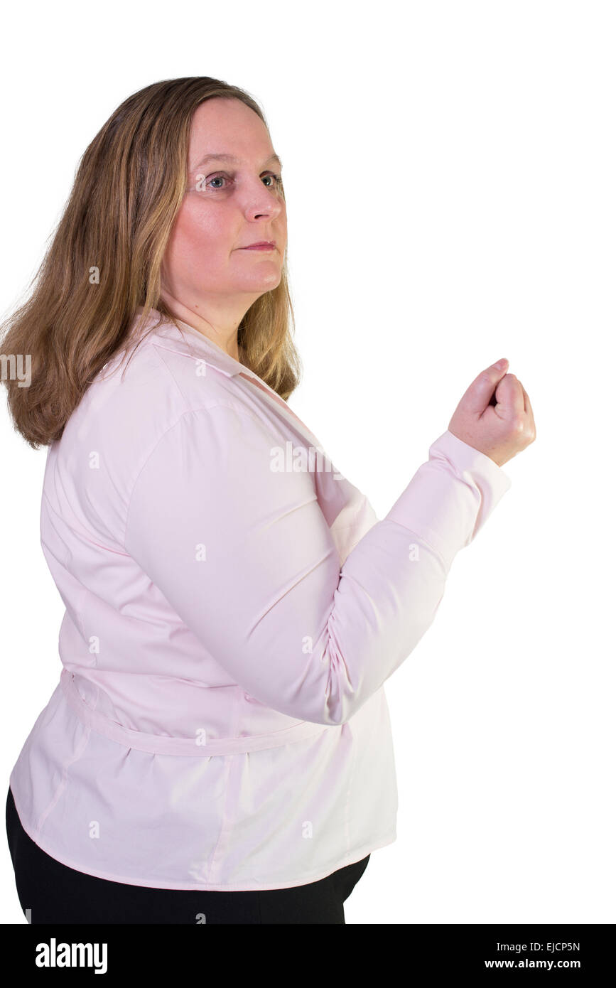 Business woman making a gesture Stock Photo - Alamy