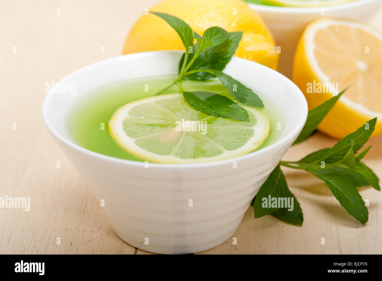 mint infusion tea tisane with lemon Stock Photo - Alamy
