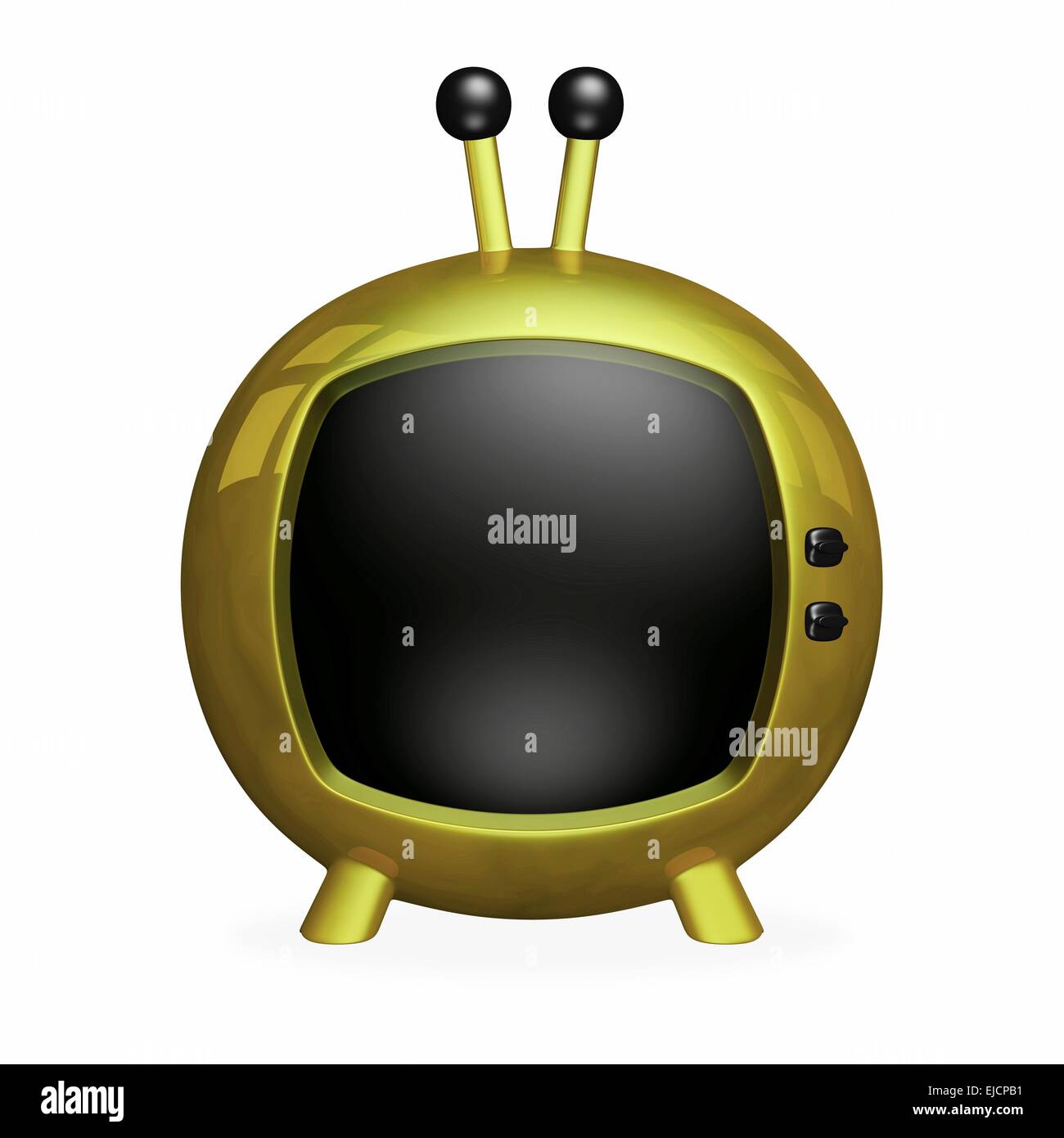 Gold Cartoon 3D TV with Black Screen Stock Photo - Alamy