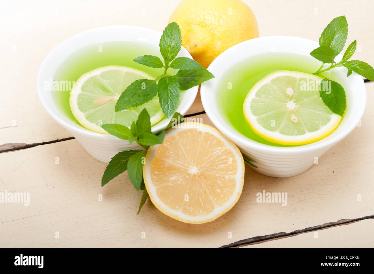 mint infusion tea tisane with lemon Stock Photo - Alamy